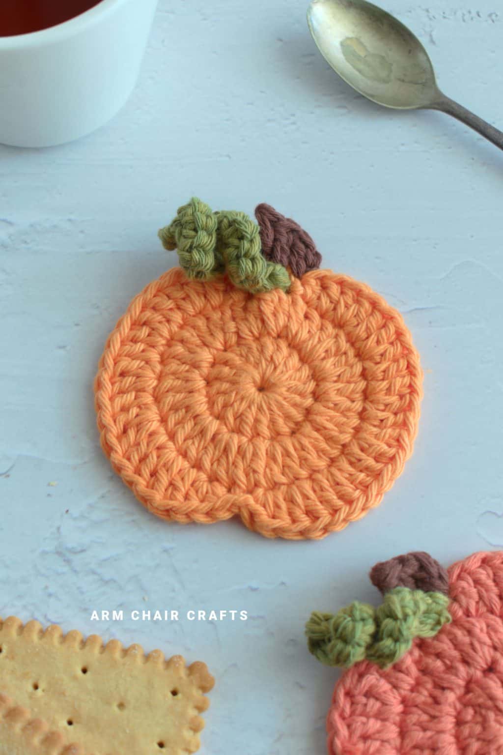 Pumpkin Crochet Coasters | Arm Chair Crafts