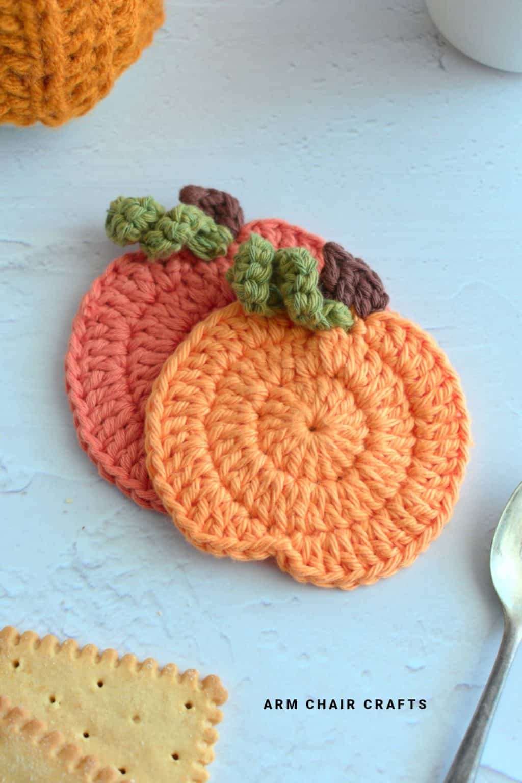 Pumpkin Crochet Coasters | Arm Chair Crafts